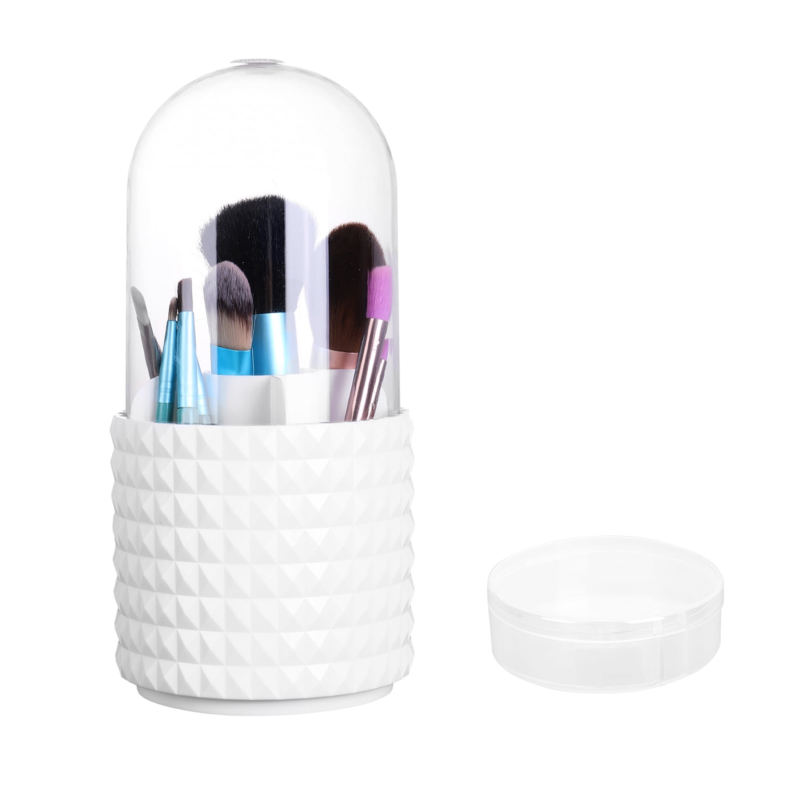Makeup Brush Holder Organizer with Clear Acrylic Cover, Rotating ...