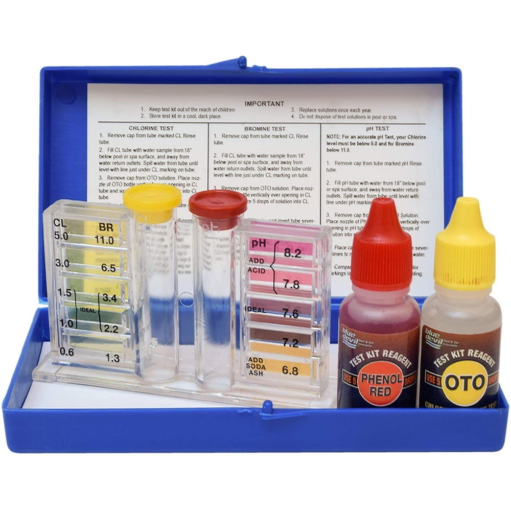 Blue Devil 3-Way OTO Test Kit Chlorine, Bromine, and pH, Boxed, for ...