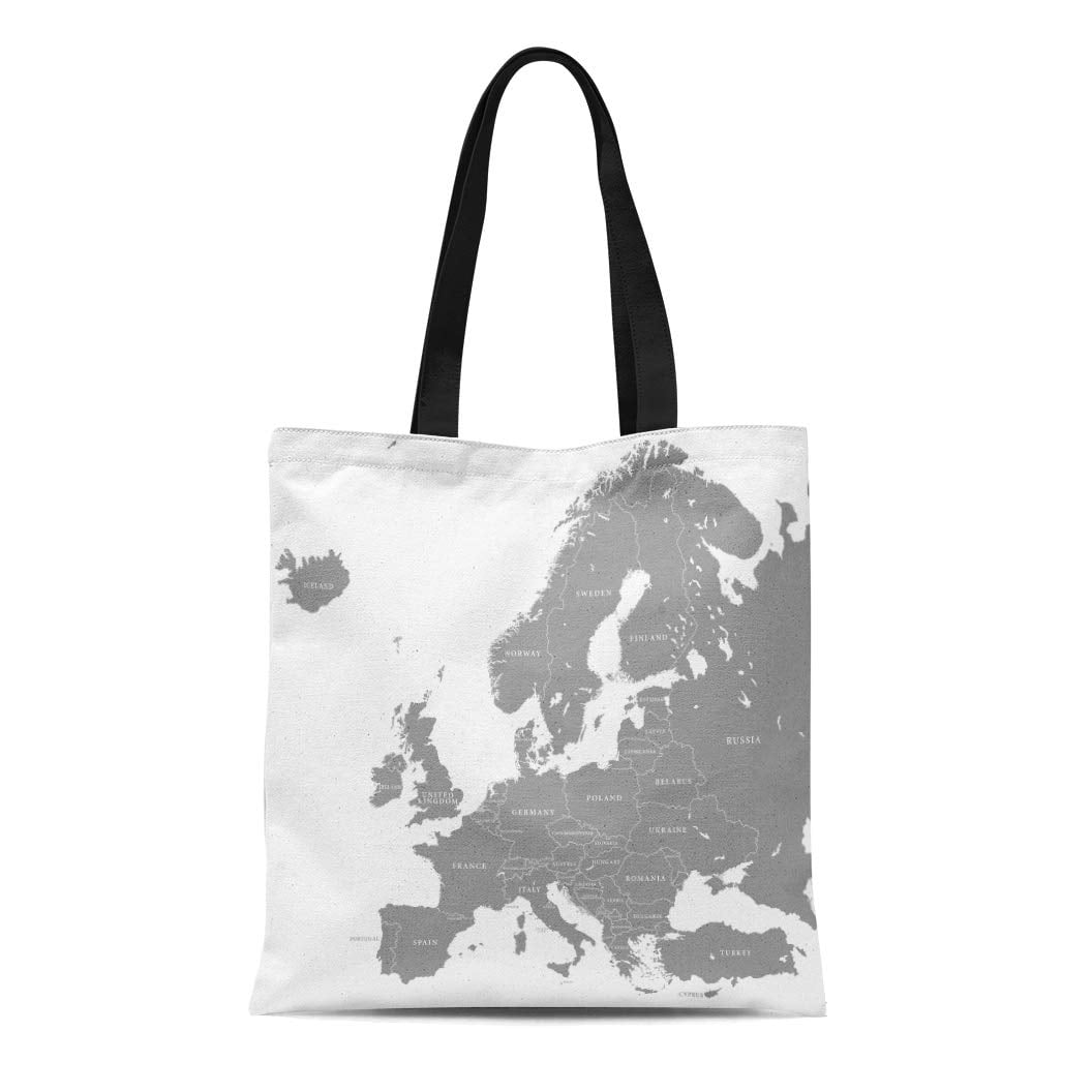 SIDONKU Canvas Bag Resuable Tote Grocery Shopping Bags Europa of Grey ...