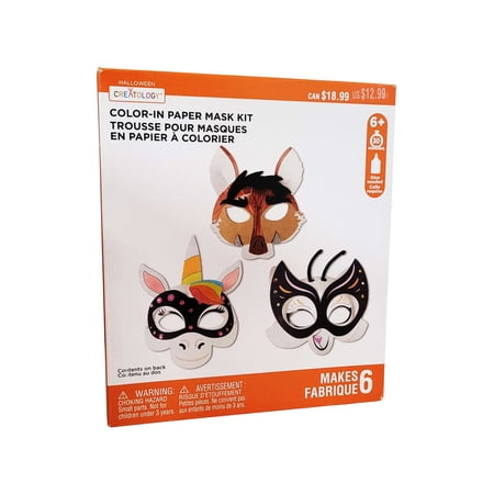 Creatology Halloween Color-in Paper Mask Kit - Wolf Cat Unicorn ...