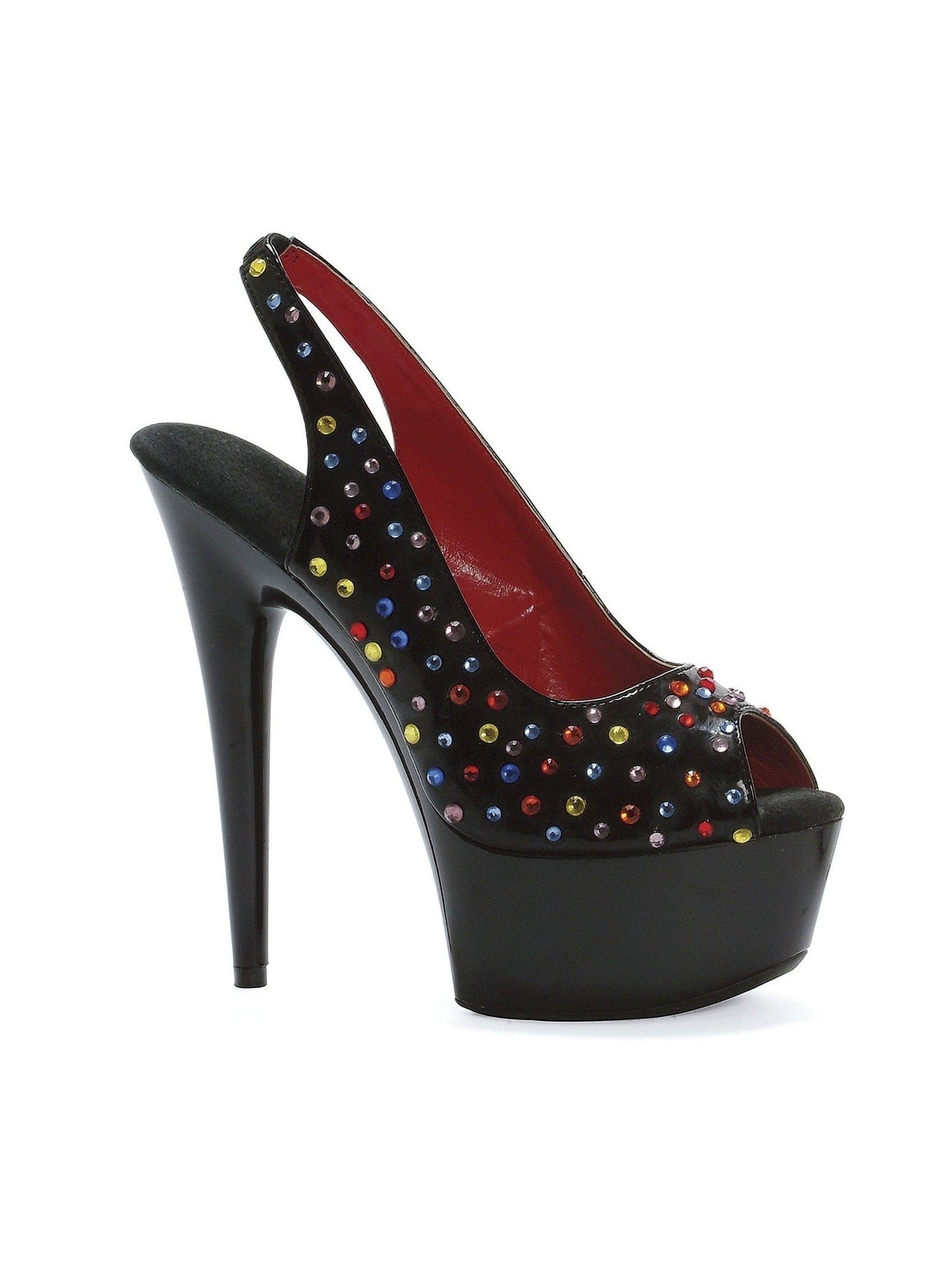 E-609-Bedazzled, 6" Platform Womens Peep Toe w/multi colored ...