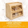 Bamboo Double Layer Bread Box for Kitchen Counter - 2 Large Breadbox ...