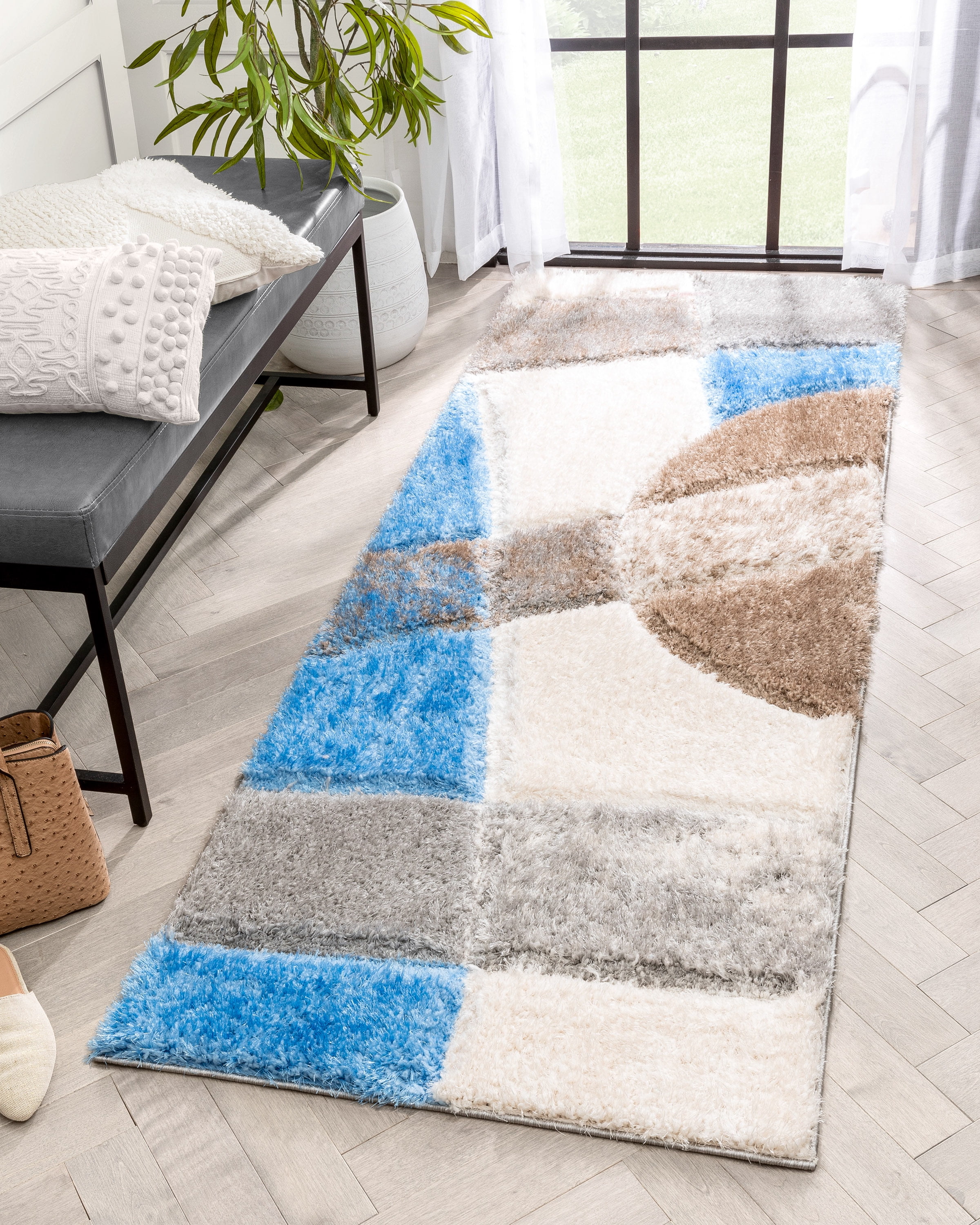 Well Woven Lolly Remi Contemporary Geometric Boxes Grey Light Blue 2'7 ...