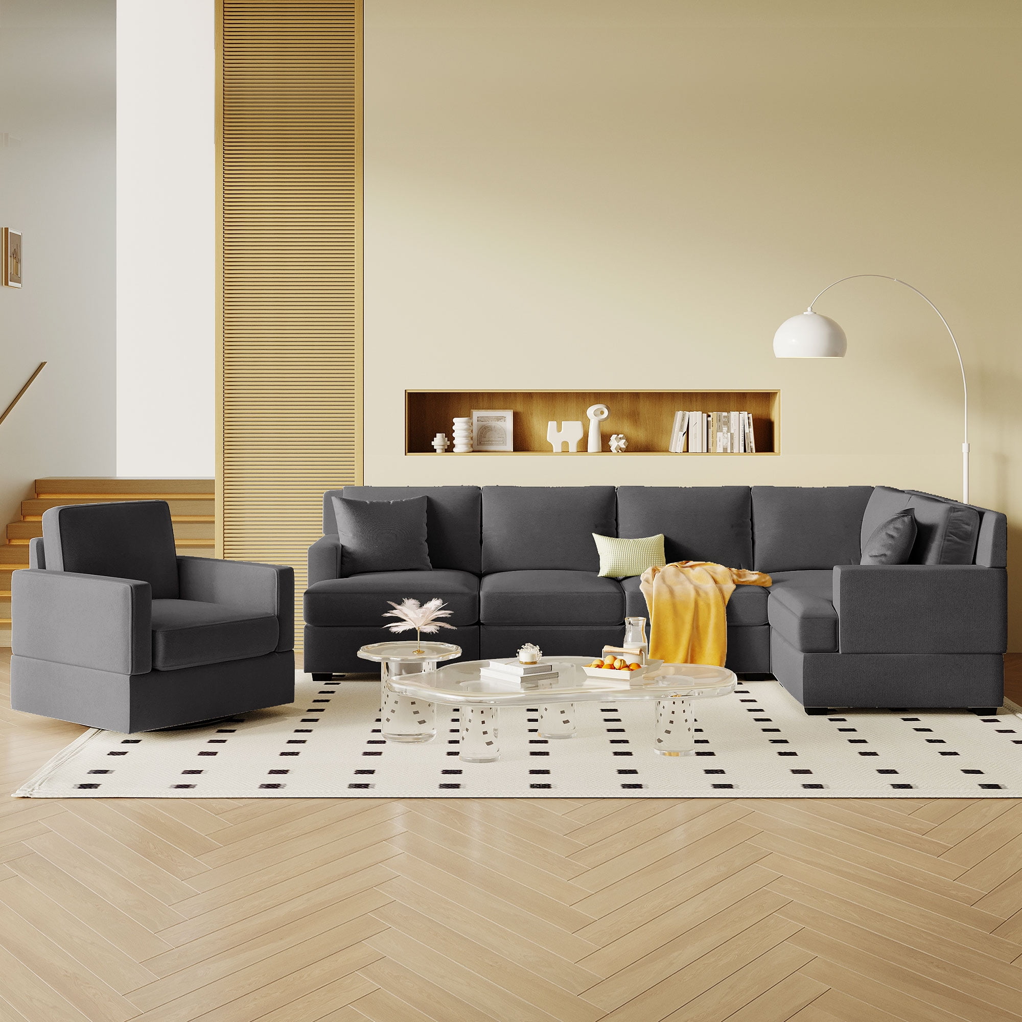 2 Pieces Sofa Set,Modern Sectional Sofa Set with Sectional Modular Sofa ...