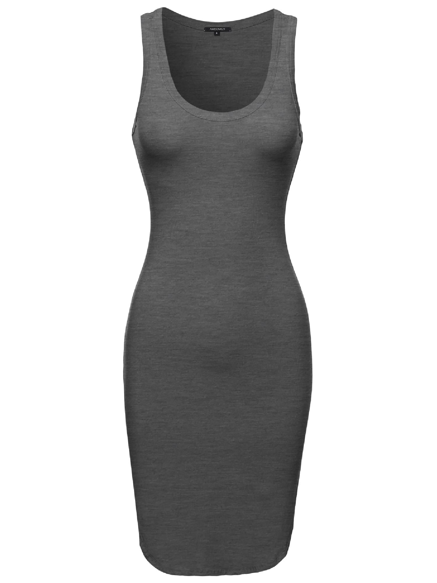 FashionOutfit Women's Basic Solid Sleeveless Tight Fit Side Cut Tank ...