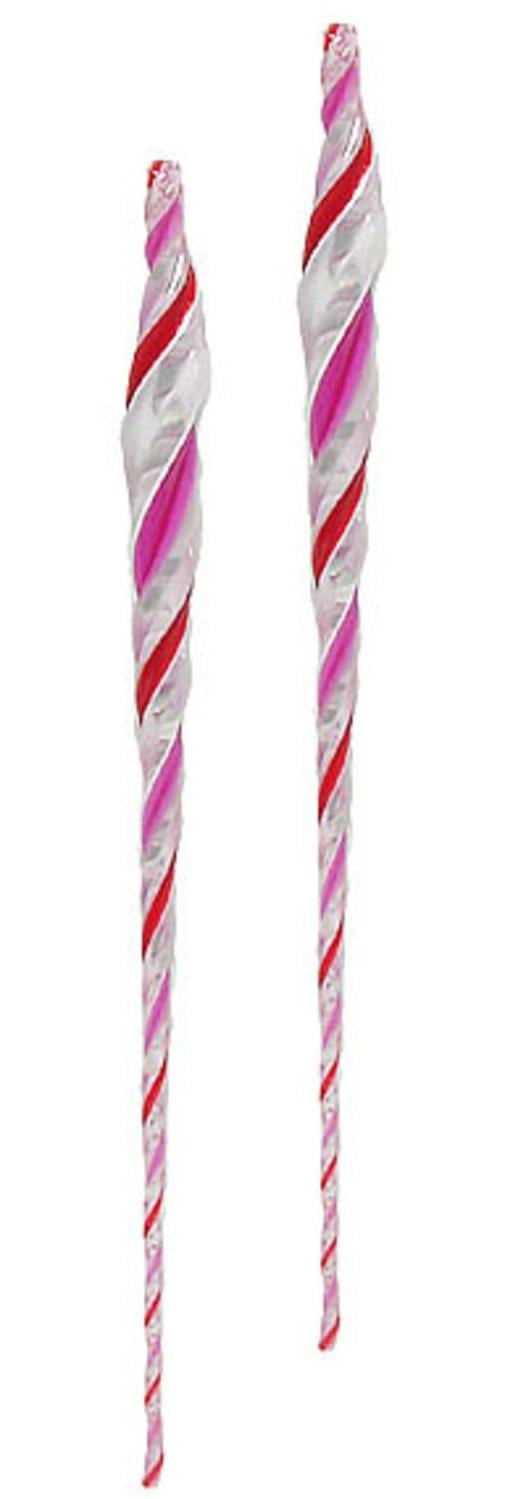 Pack of 2 Candy Fantasy Pink Peppermint Twist Icicle Christmas ...