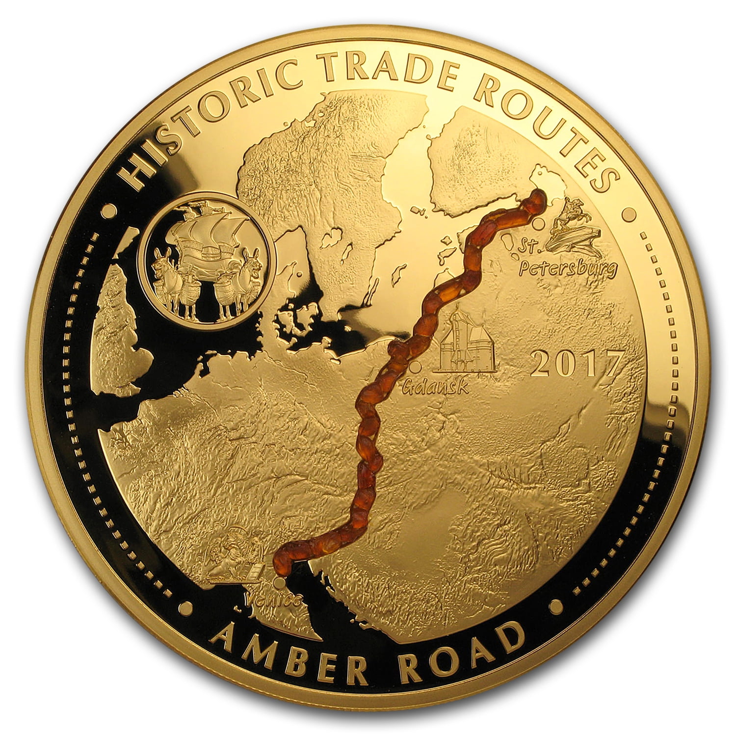 2017 Cameroon 5 oz Gold Proof Historic Trade Routes (Amber Road ...