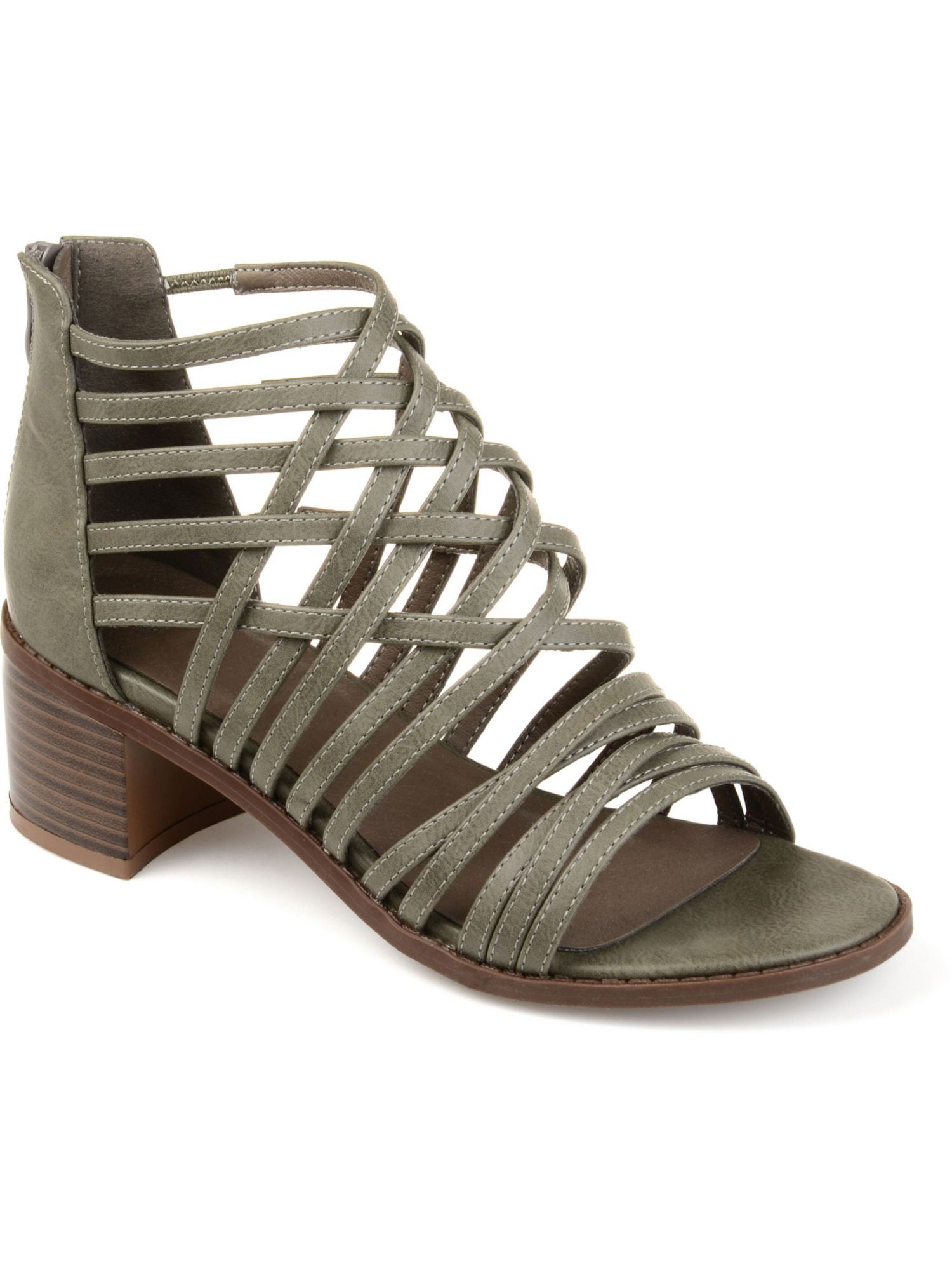 JOURNEE COLLECTION Womens Gray Crisscross Straps Strappy Diya Round Toe ...
