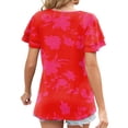 Mengpipi Womens Plus Size Tops Ruffle Sleeve Lace-Up V-Neck Shirts ...