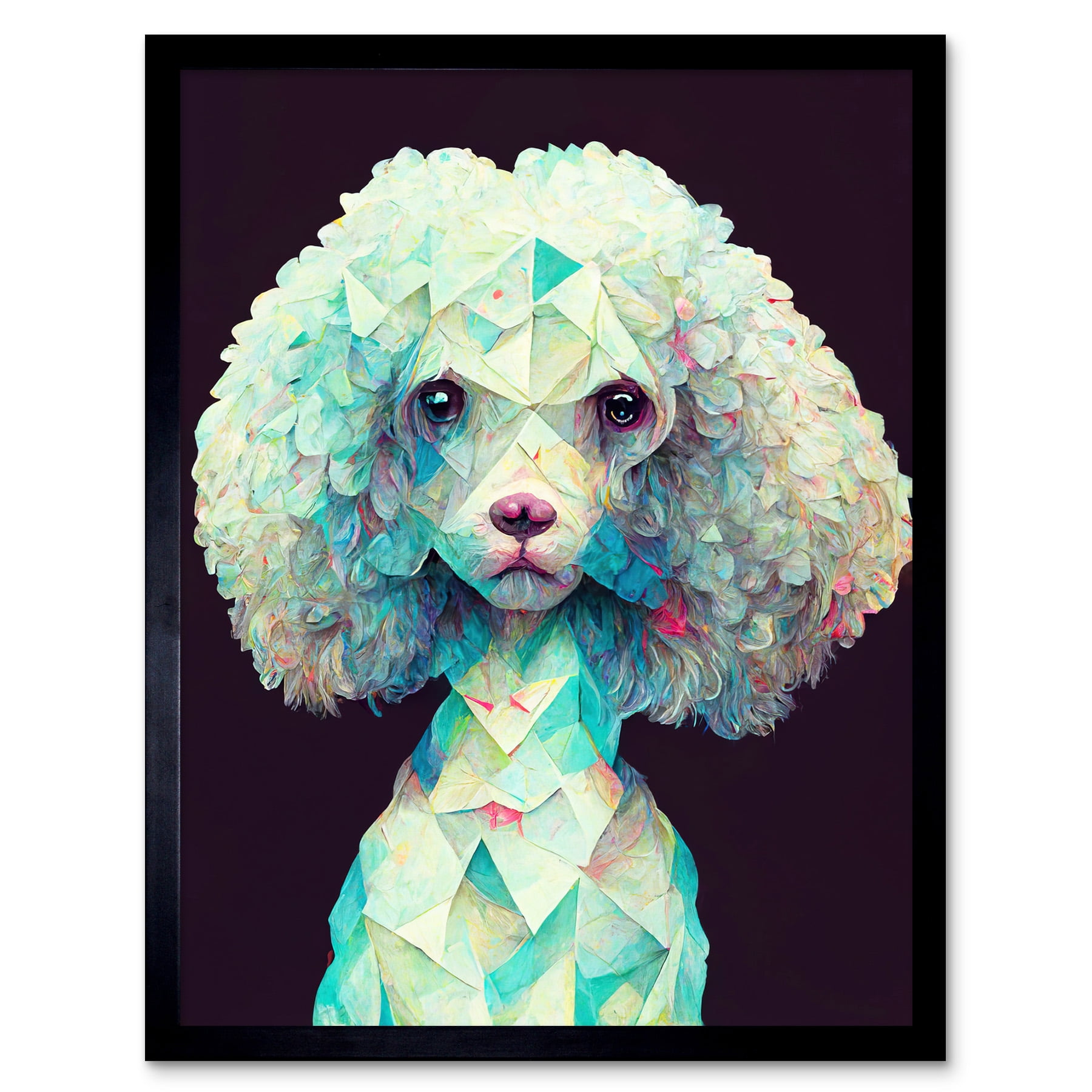 The Polygon Poodle Abstract Teal Dog Painting Art Print Framed Poster ...