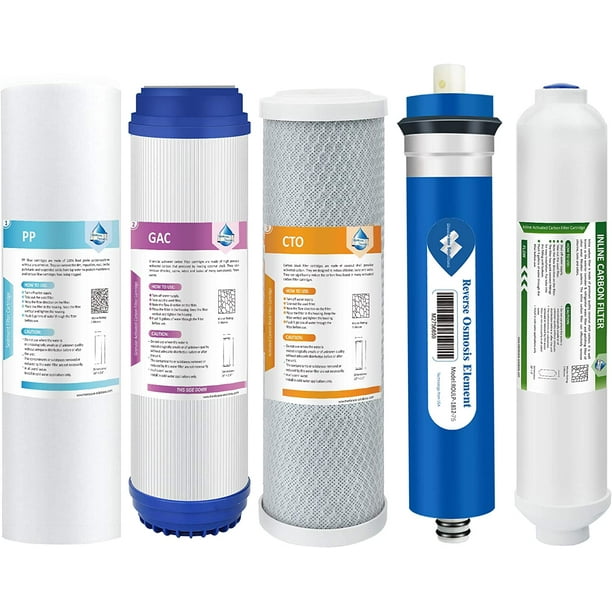 Membrane Solutions Universal Reverse Osmosis Water Filter for 5/6 Stage ...