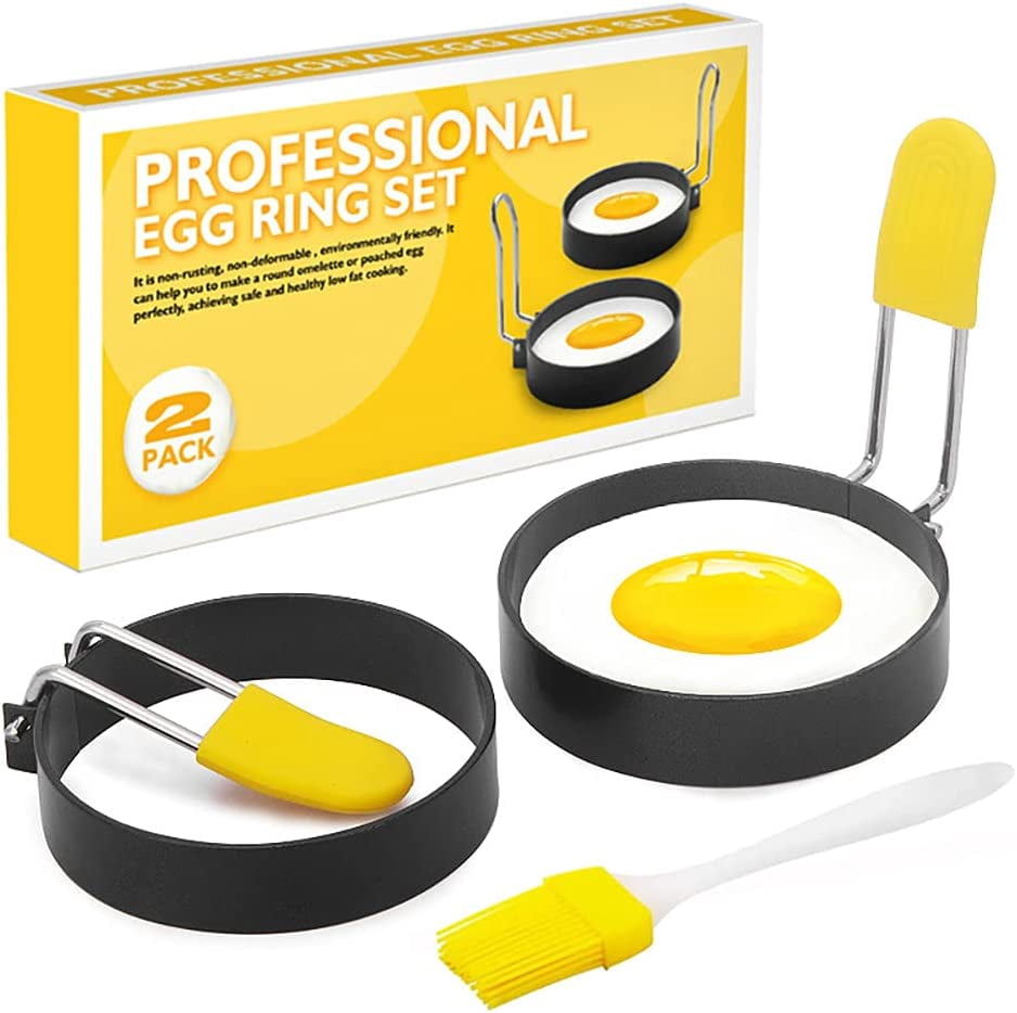 Round Egg Maker Ring 2 Pack, Nonstick Egg Rings for Frying Eggs and ...