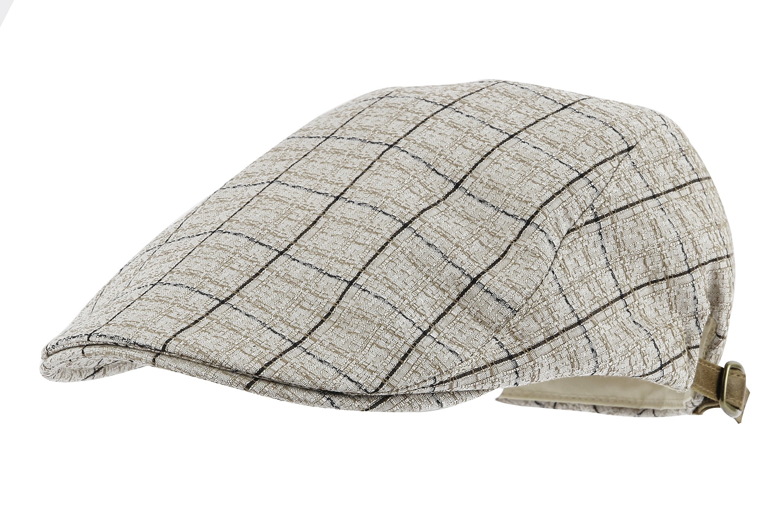 WITHMOONS Check Plaid Seersucker Linen Summer Newsboy Cap LD3058 (Brown ...