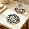 Ceramic Coaster with Floral Pattern Absorbent Surface and Cork Base for ...