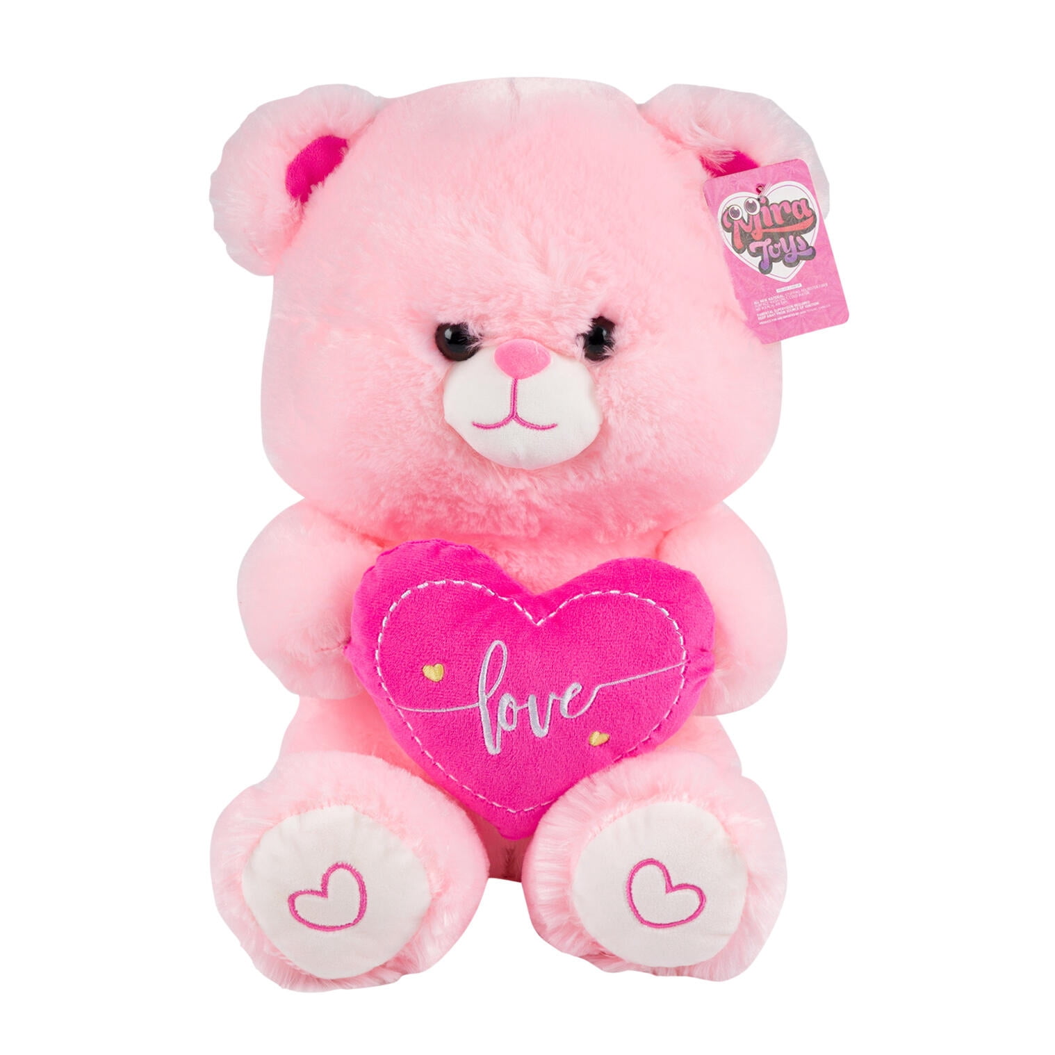 PINK HEART Valentine Bear Plush- 12"- Pink - Walmart.com