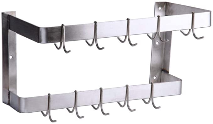 24" NSF Wall Mounted Commercial Stainless Steel Double Line Pot Rack ...