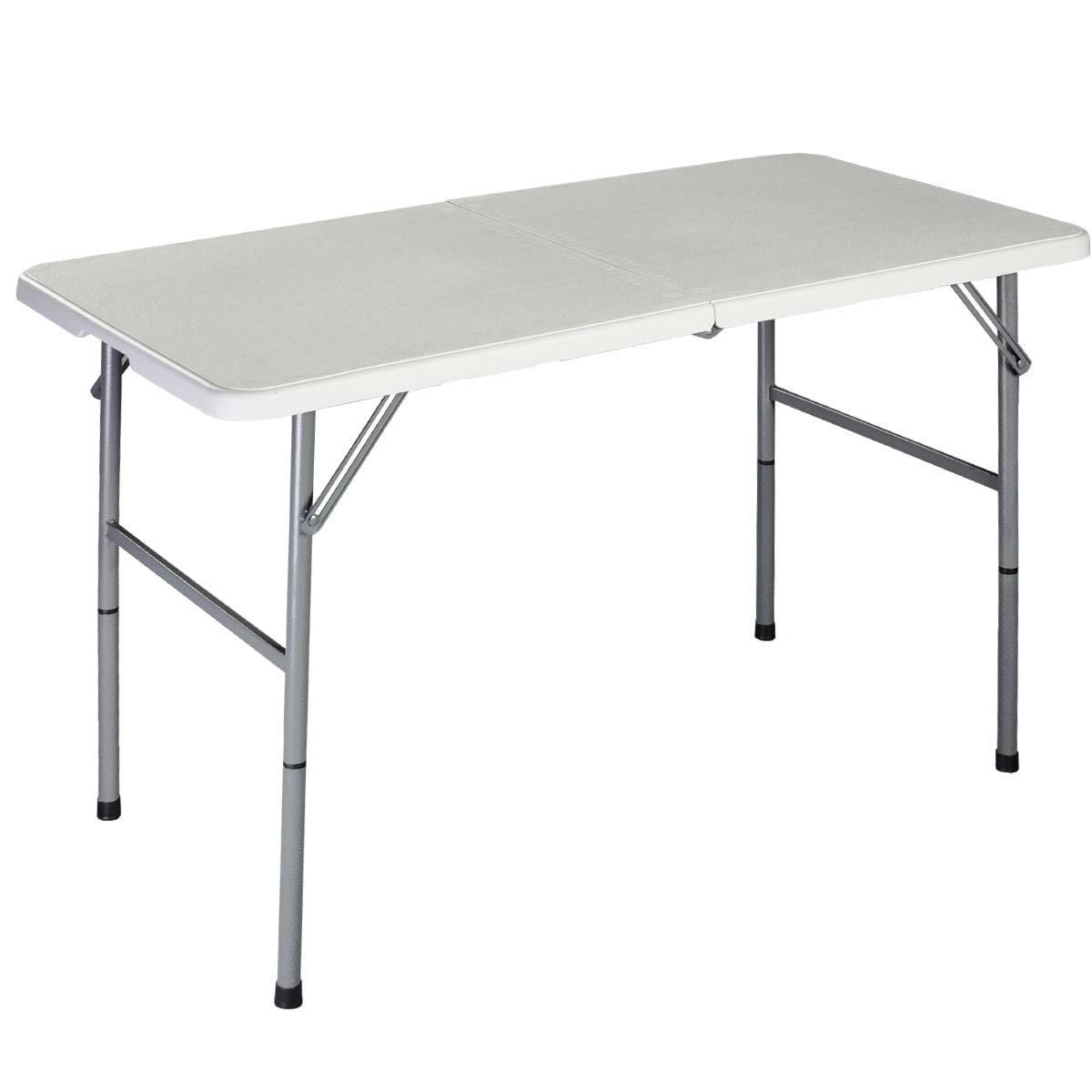 White HDPE Plastic Heavy Duty Indoor Outdoor Folding Table with Steel ...