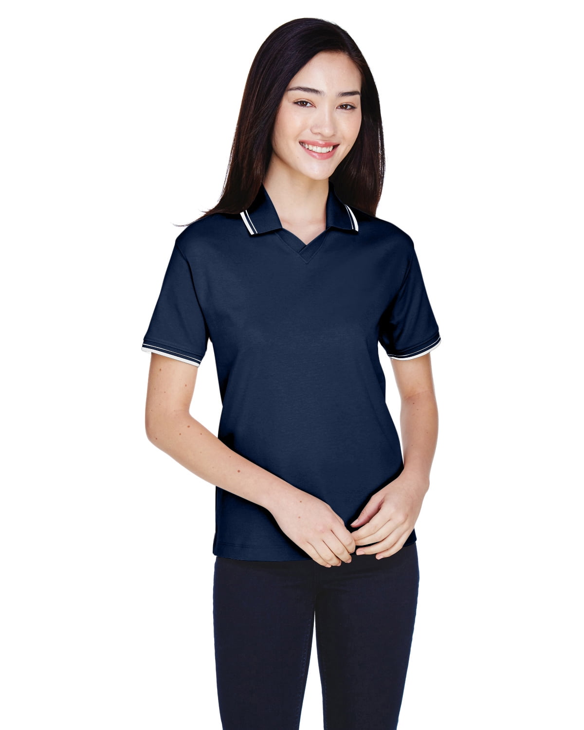 Devon & Jones Ladies' Tipped Perfect Pima Interlock Polo - D140W ...