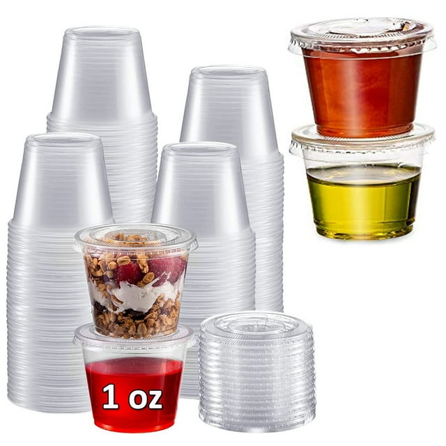 100 Sets - 1 oz Jello Shot Cups ,Condiment Containers with Leak-Proof ...