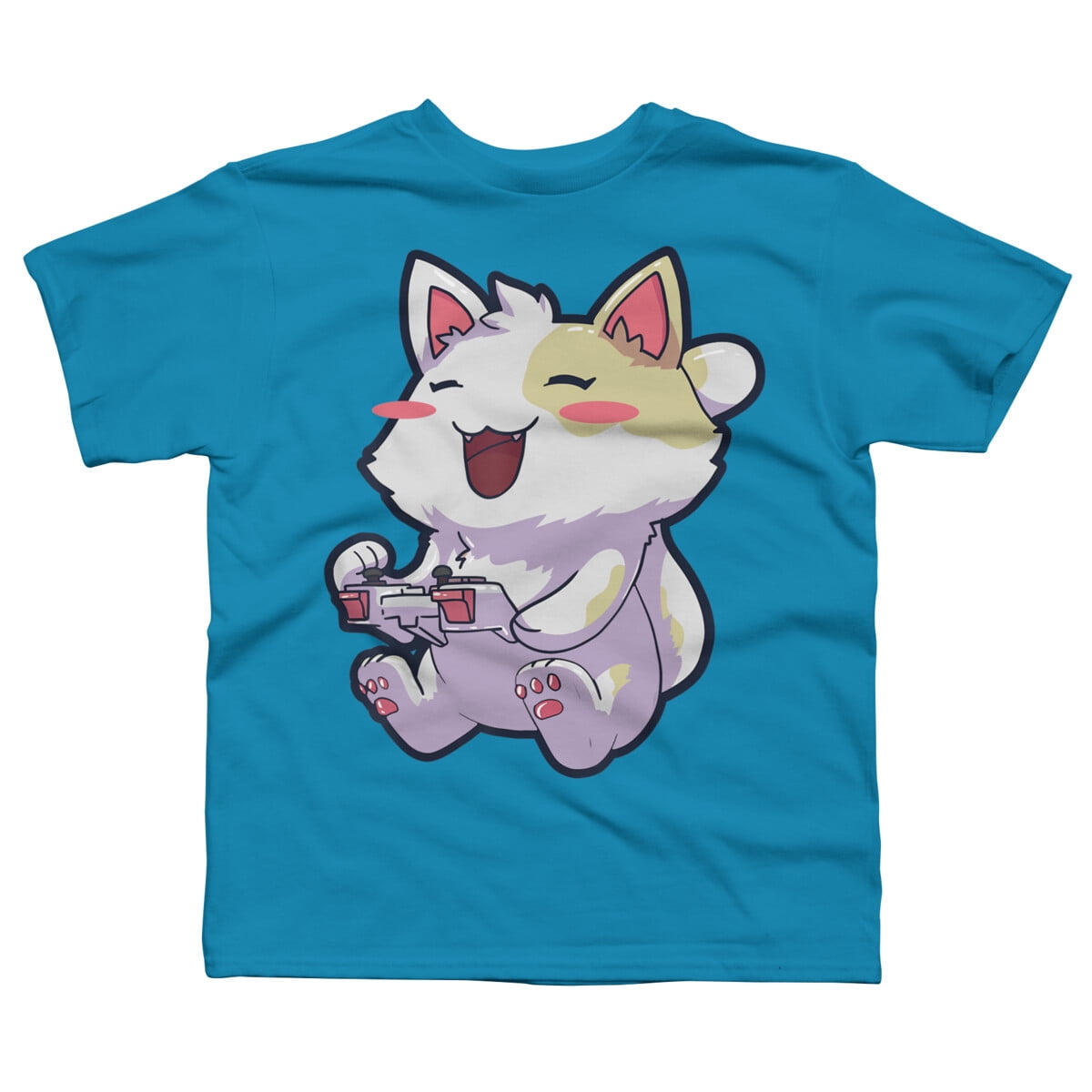 Anime Gamer Gaming Video Games Cat Kawaii Neko Gamer Boys Turquoise ...