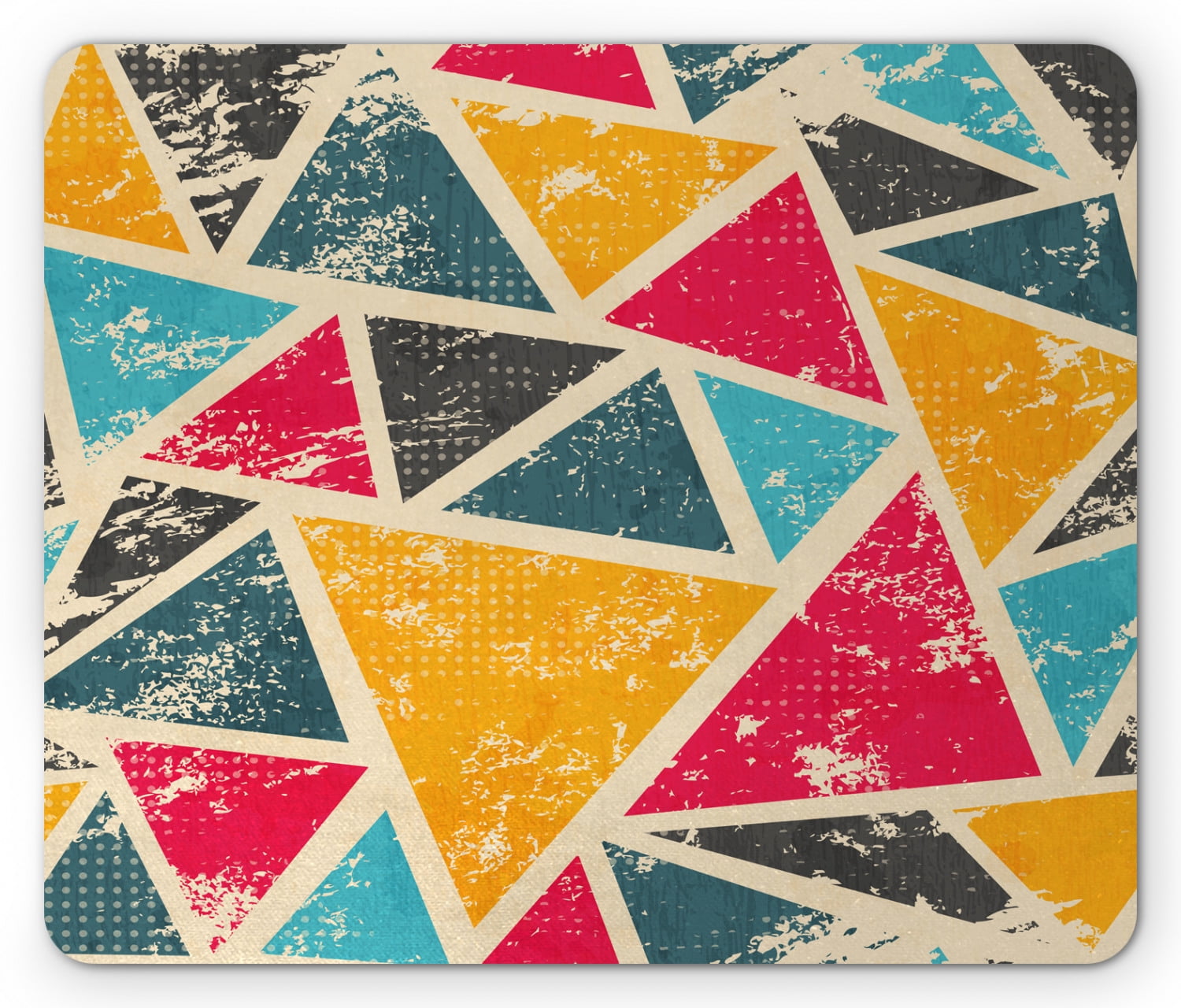 Retro Mouse Pad, Funk Art Abstract Geometric Grunge Triangles Murky ...