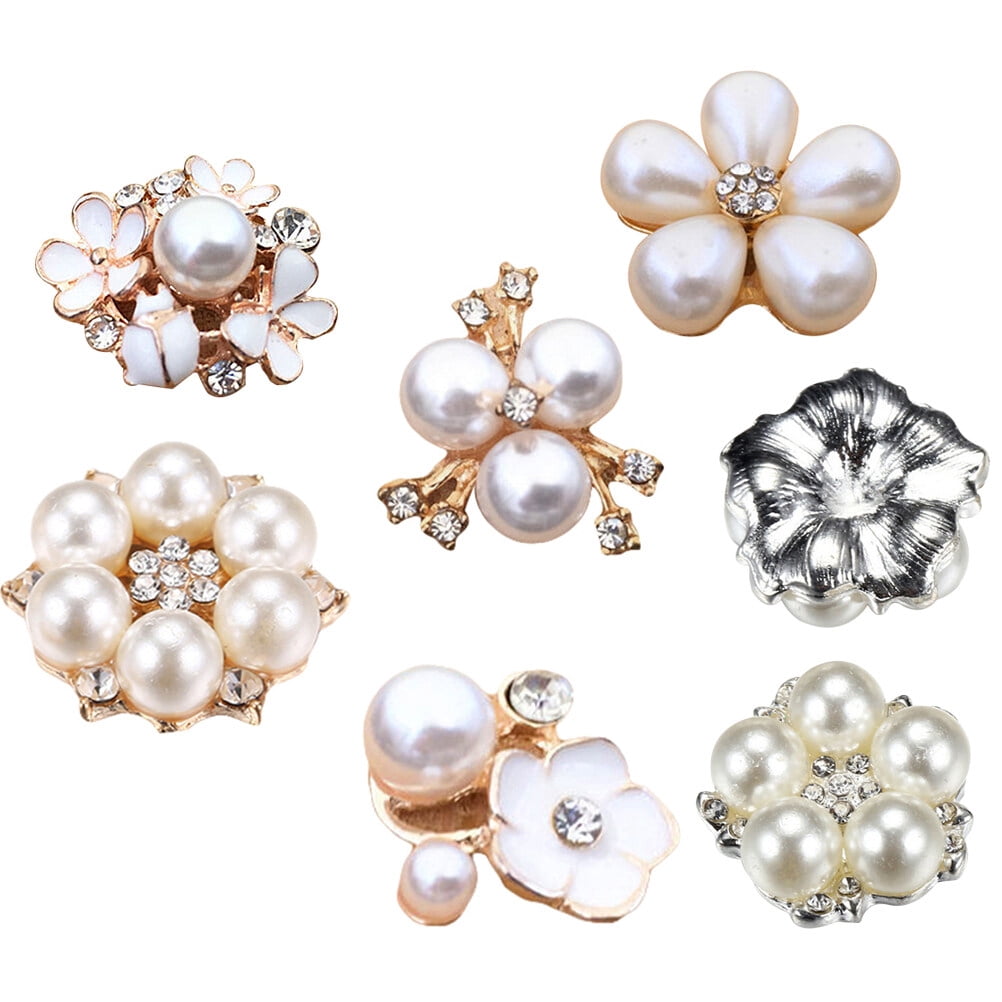 12pcs Handmade Pearl Embellishment Rhinestone Pearl Button Plating ...