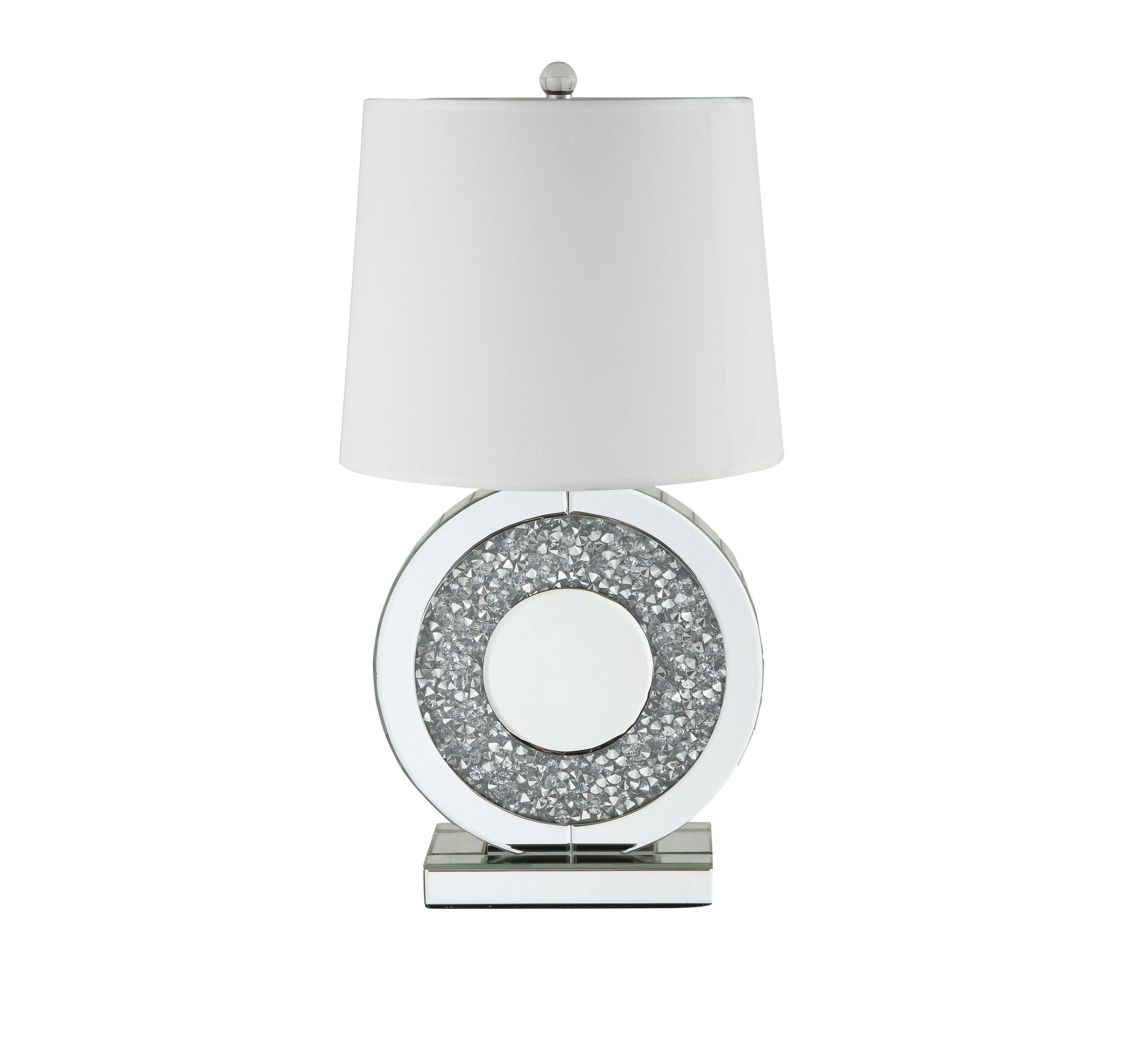 MAICOSY Silver Round Table Lamp, Mirrored and Faux Diamonds - Walmart.com