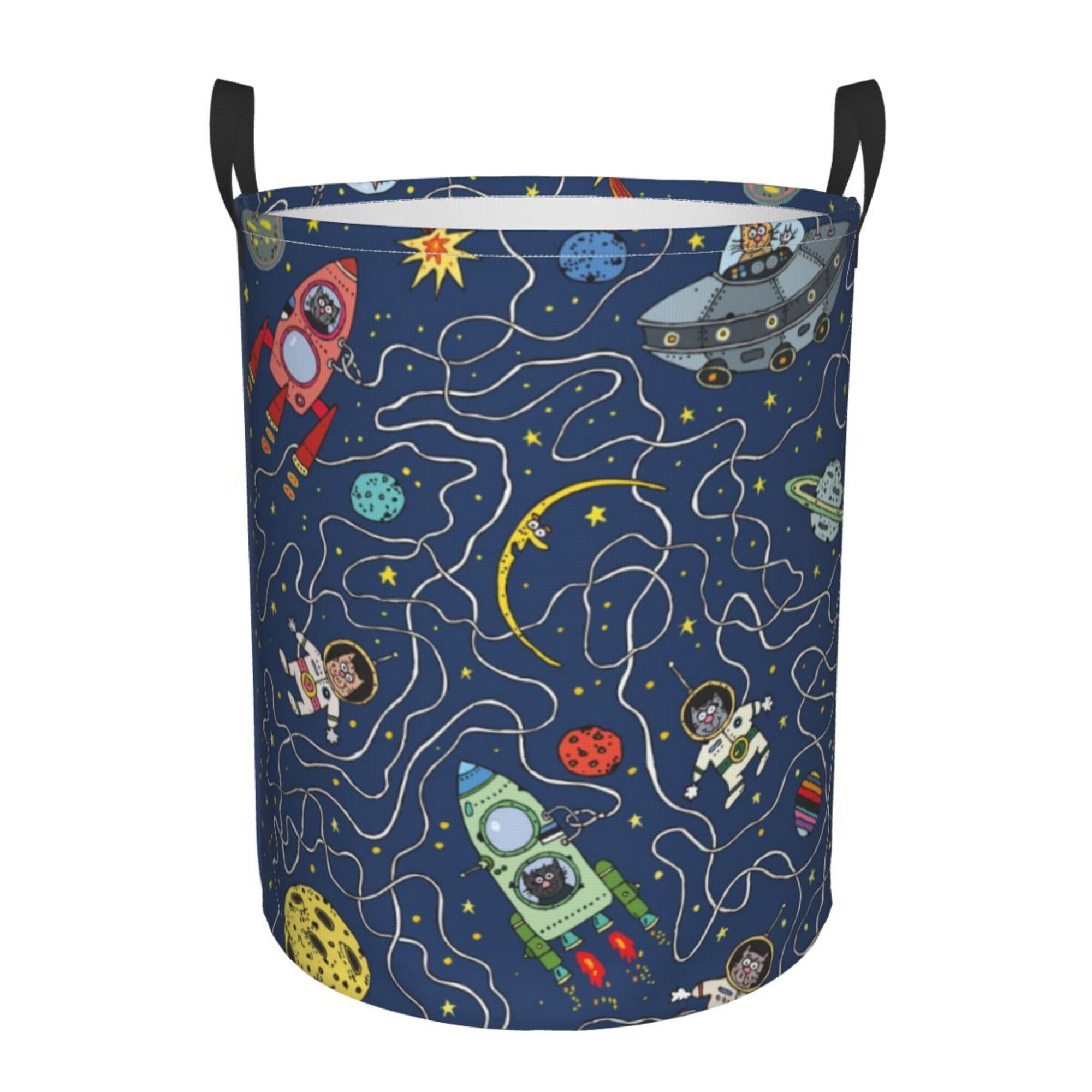 Space Cat Rocket Laundry Basket Organizer Collapsible, Bathroom Dirty ...