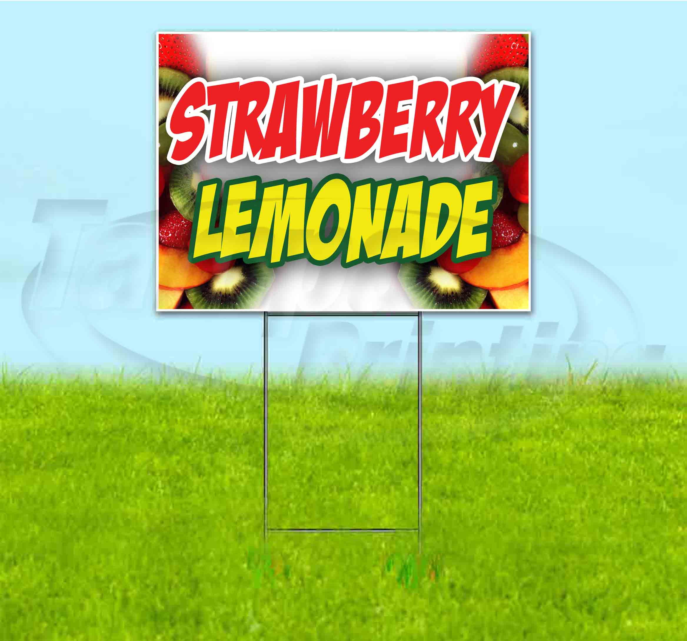 Strawberry Lemonade (18" x 24") Yard Sign, Includes Metal Step Stake ...