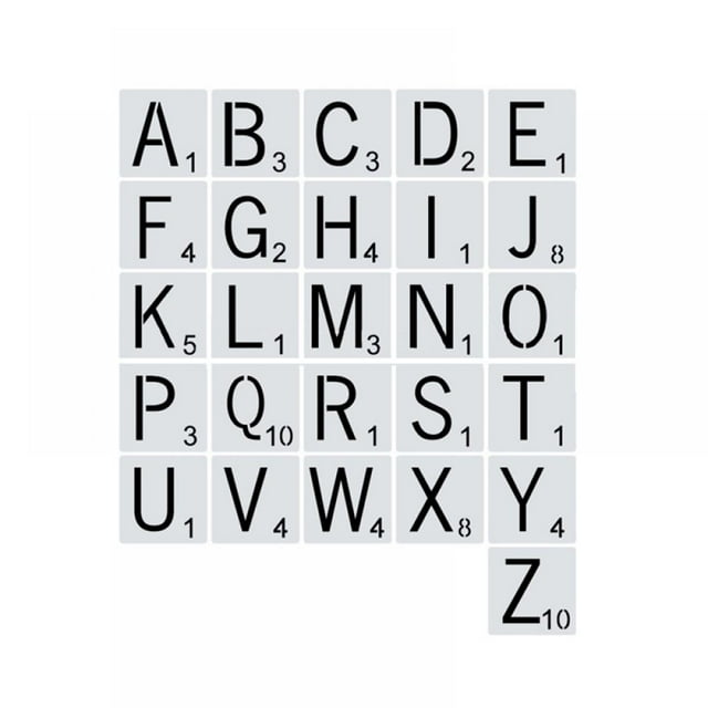 26Pcs/set Reusable Scrabble Style Tile Stencil Letters Stencil Template ...