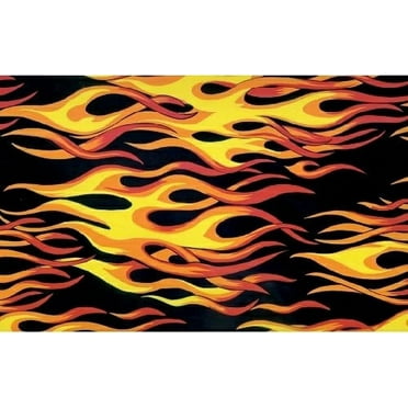 Cotton Flames Fire Border Print Cotton Fabric Print by the Yard CX6992 ...