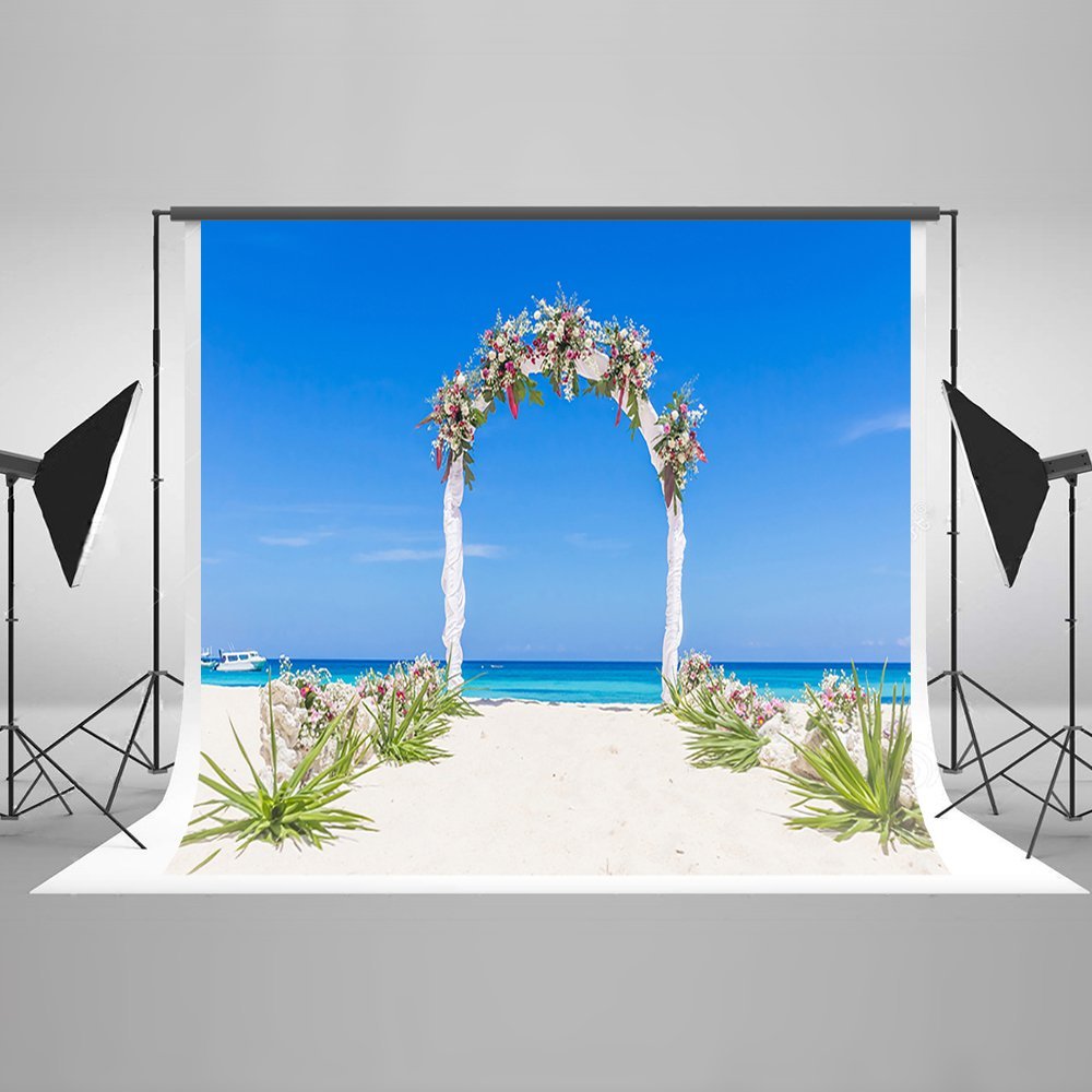 Buy HelloDecor Polyester Fabric 7x5ft Beach Wedding Ceremony ...