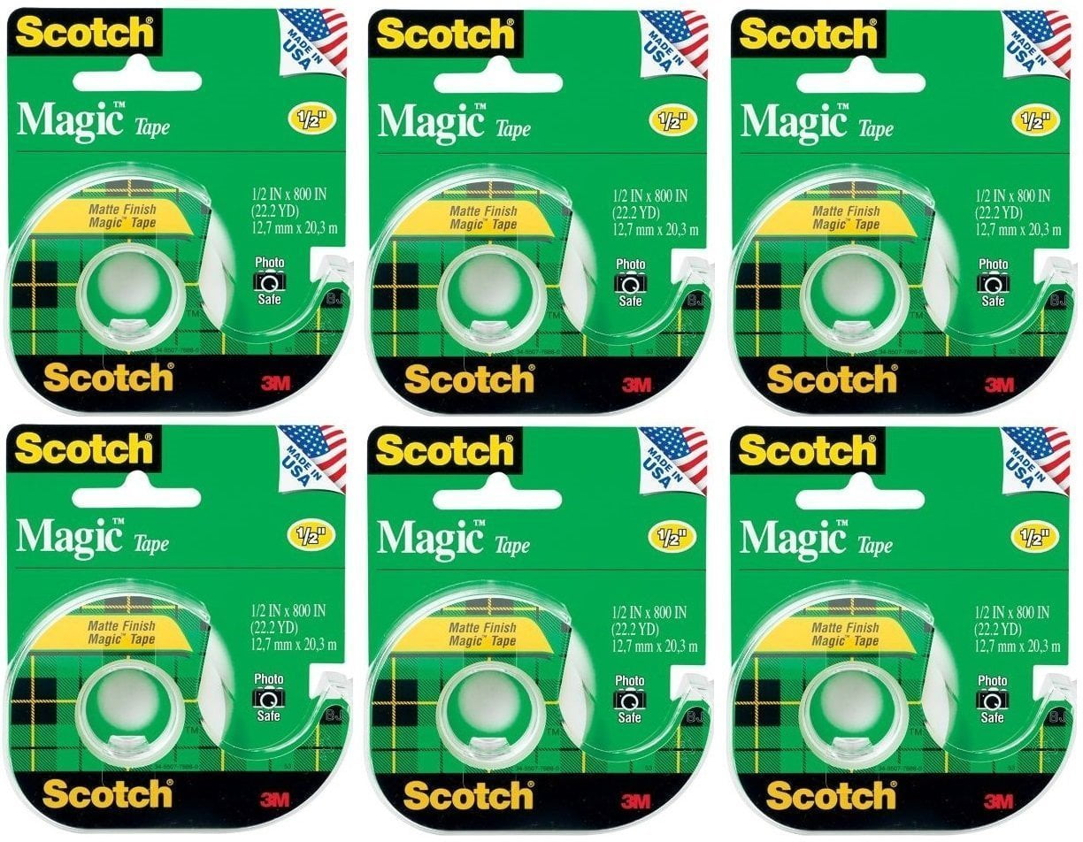 Scotch 3M 119 Magic Tape, 1/2 x 800 Inches Pack of 6 Rolls - Walmart.com