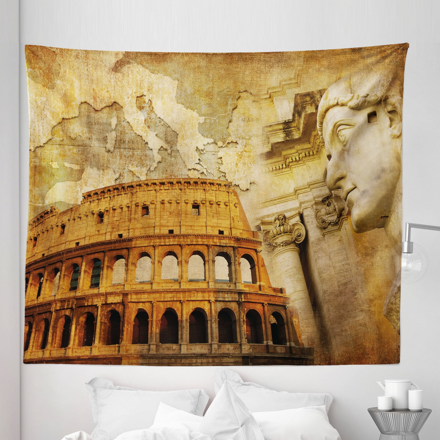 Retro Tapestry, Roman Empire Concept Famous Columns Sculptress ...