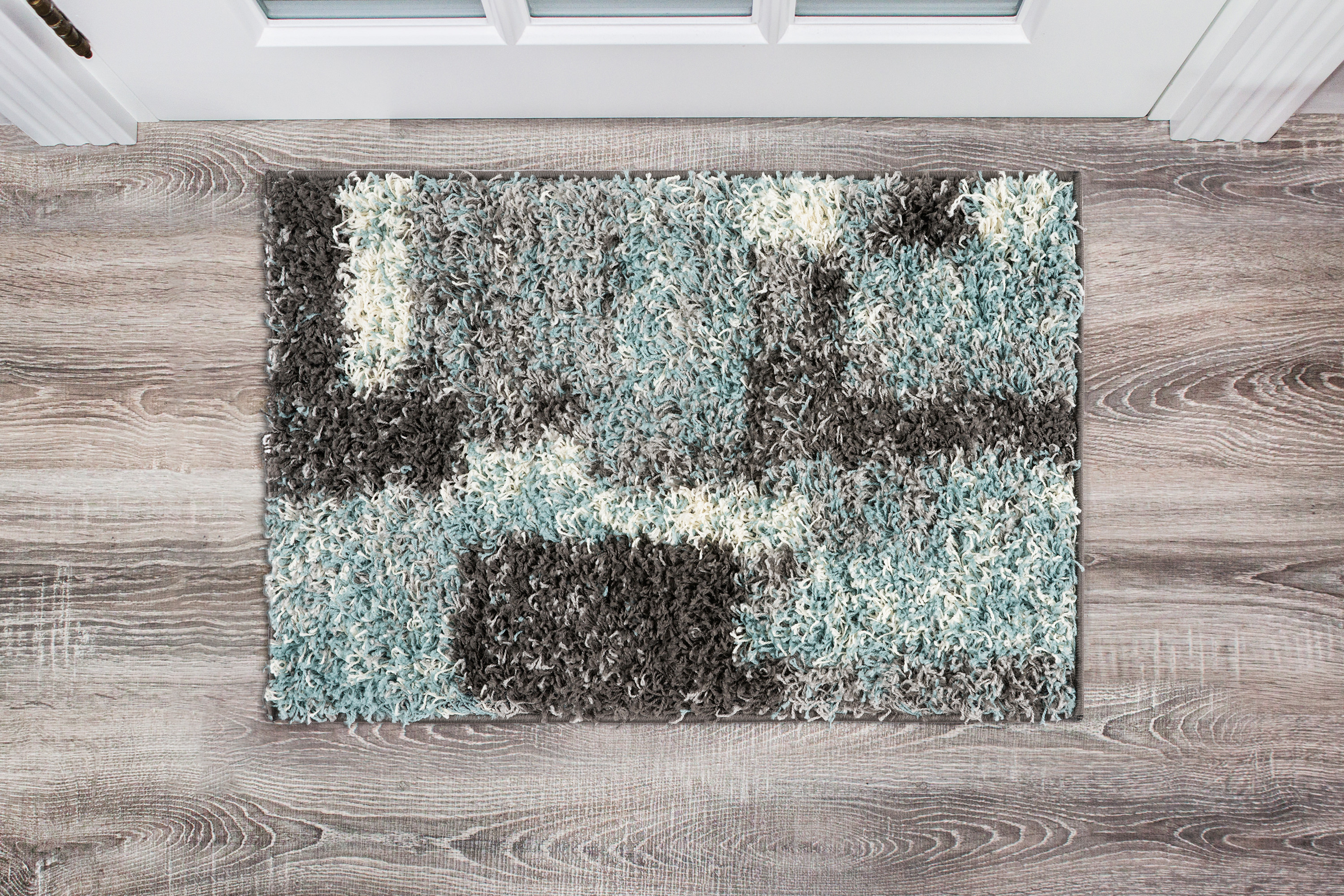 Distressed Modern Boxes Plush Shag 2'x3' Area Rug - Walmart.com