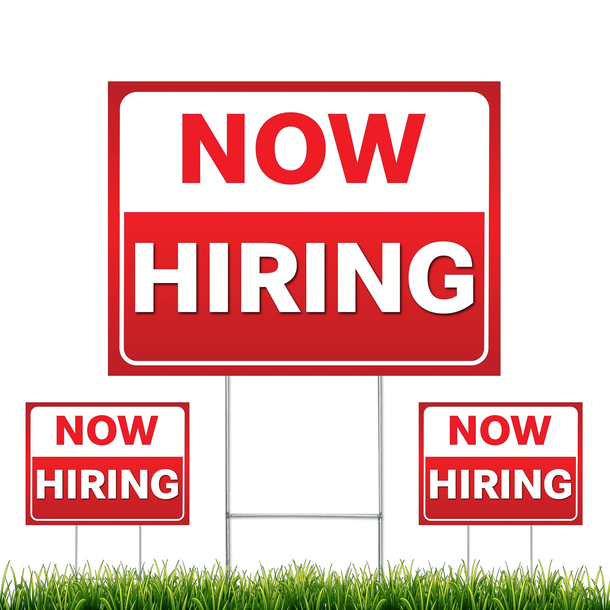 NEXT LEVEL SIGNS | Now Hiring Yard Signs | Double Sided 24 W x 18 H ...
