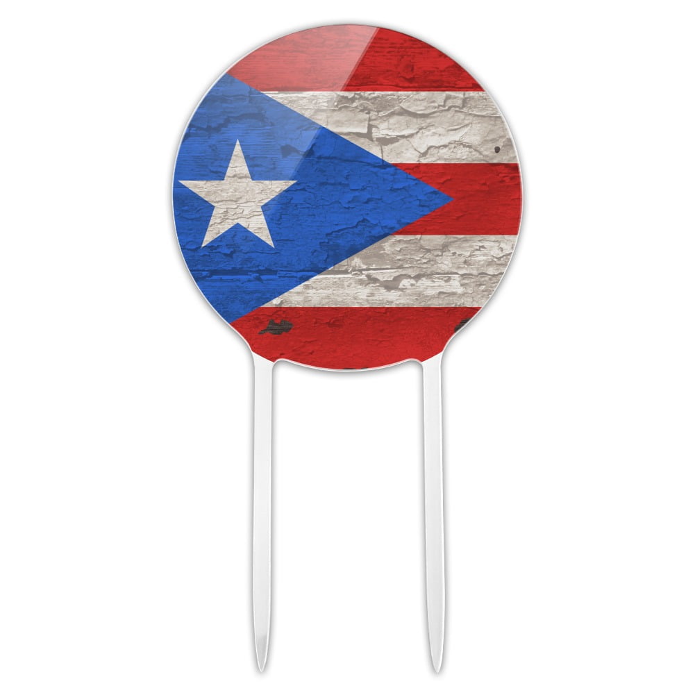Acrylic Rustic Distressed Puerto Rico Flag Wood Look Cake Topper Party ...
