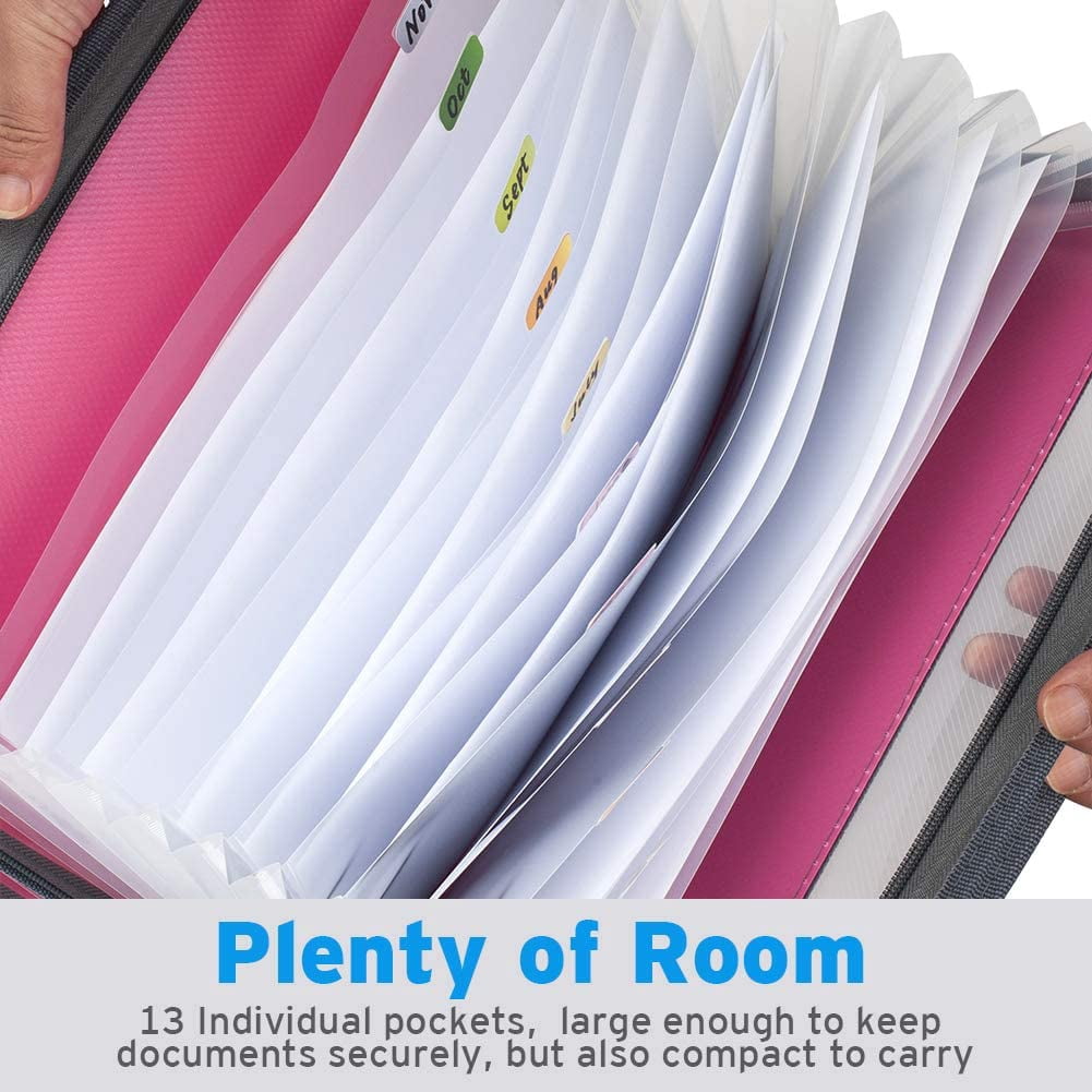 Buy 13 Pocket Expanding File Folder with Sticky Labels, Accordion File ...