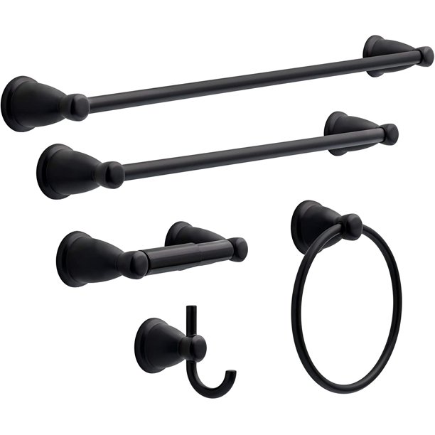 Franklin Brass Kinla 5-Piece Bath Accessory Set, Matte Black, Bathroom ...