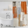 Burnt Orange Shower Curtain, Modern Geometric Grey Oil Painting ...