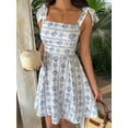 Blue And White Seashell & Starfish Print Sundress With Tie Shoulders, A ...