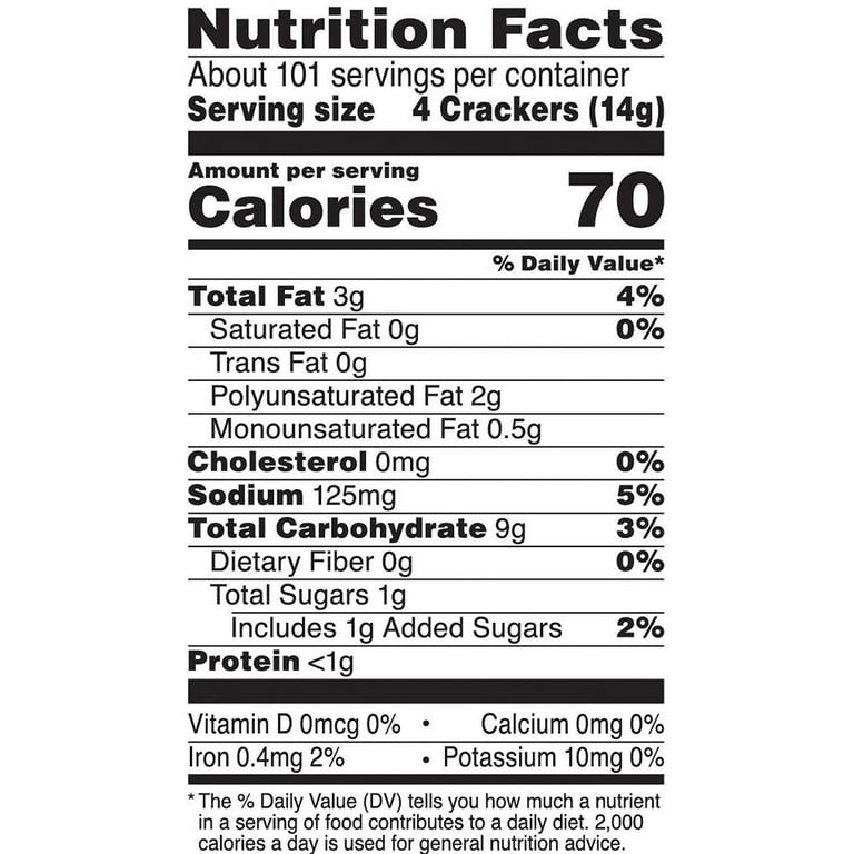 Keebler Club Crackers Nutrition Label