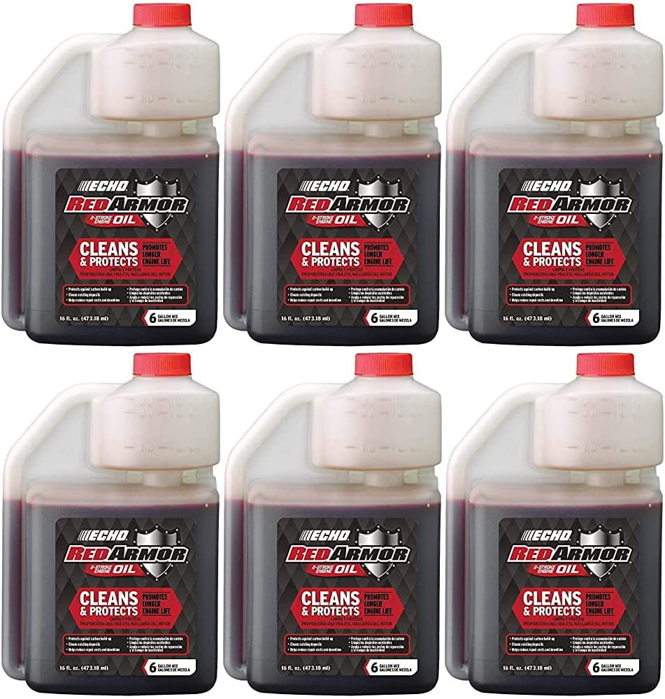 6 Pack of Echo Red Armor 2-Stroke Engine Oil 16 oz Bottle 50:1 Mix for ...