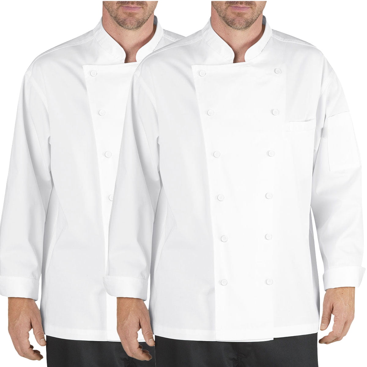 2-PACK Chef Code Lorenzo Executive Classic Chef Coat with Cloth Covered ...
