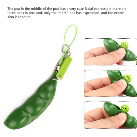 Bean Fidget Toy Squeeze-a-Bean Soybean Edamame Keychain Mobile Keyring ...