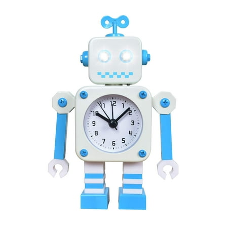 Robot Alarm Clock,Stainless Metal Non-Ticking Wake-up Clock with ...
