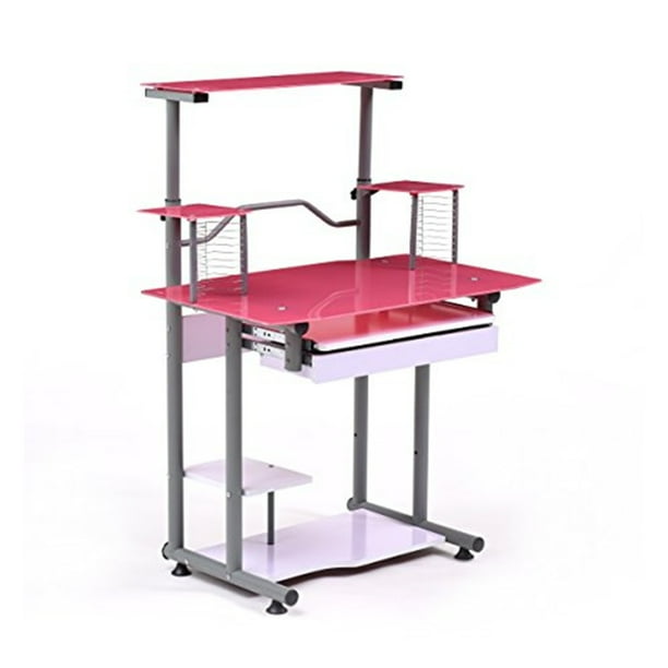 Hodedah Computer Desk with Hutch, Pink - Walmart.com
