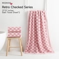 2 Piece Pink Checkered Bath Towels Set - 27”x55” Highly Absorbent ...