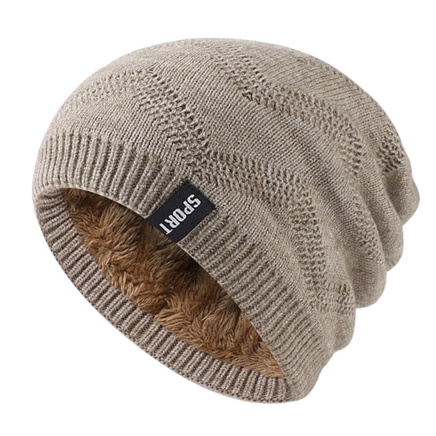 Men's Women's Winter Beanie Hat Warm Knit Hat Thick Fleece Lined Winter ...