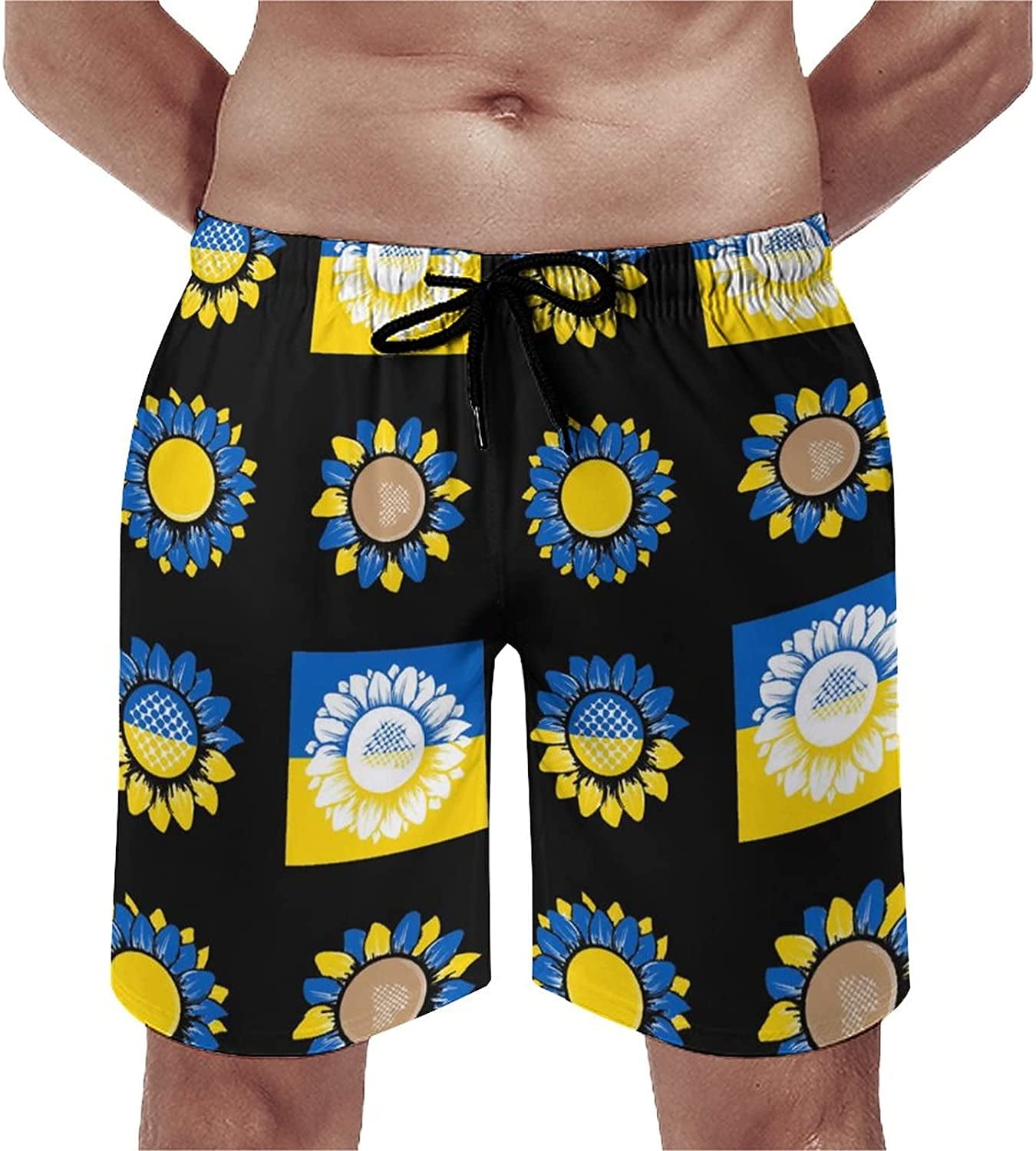 Men's Uk-raine-Flag-Sunflowers-Floral Swim Trunks Quick Dry Bathing ...